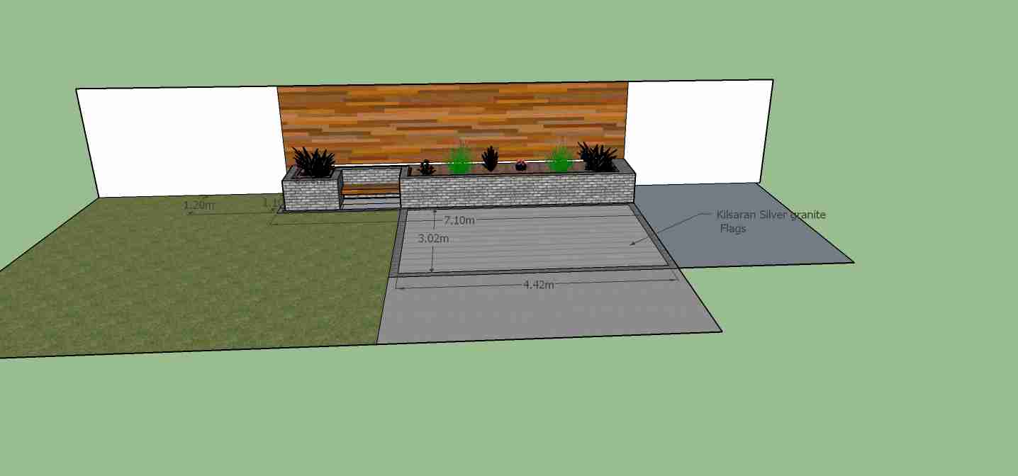 Raised Connemara Walling Bed, Silver Granite Textured Patio & Larch ...